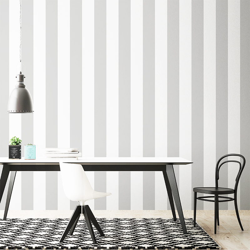 Decoração de parede com papel de parede riscas - papelpintadoonline.com